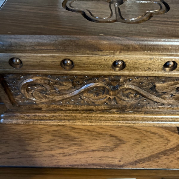 Secret Lock Wooden Box, Carved Wooden Chest, Wooden Locking Box, Wooden ...