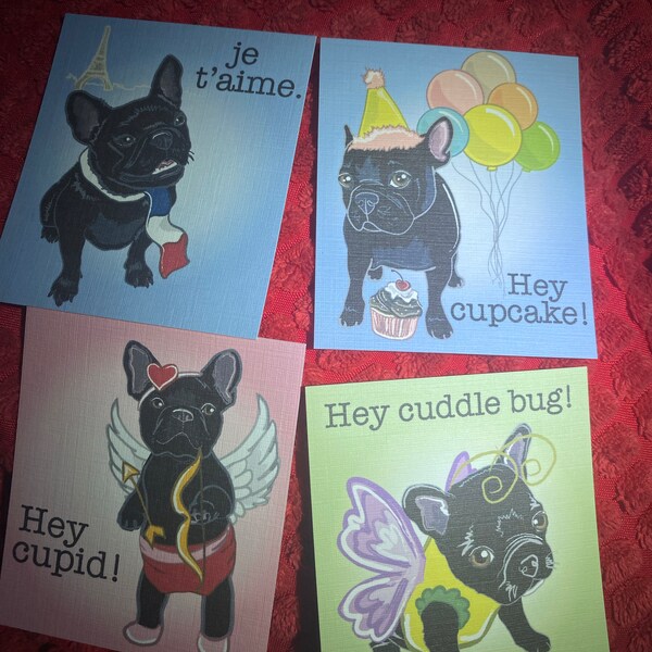Frenchie Valentines - Candy Colors - Mini Eco-friendly Set of 8 - Etsy