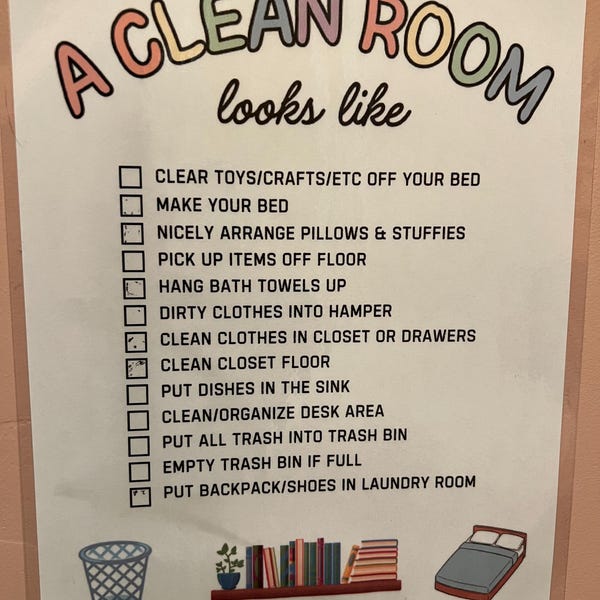 Printable Kids Room Cleaning Guide Chore Chart Clean Room Looks Like ...