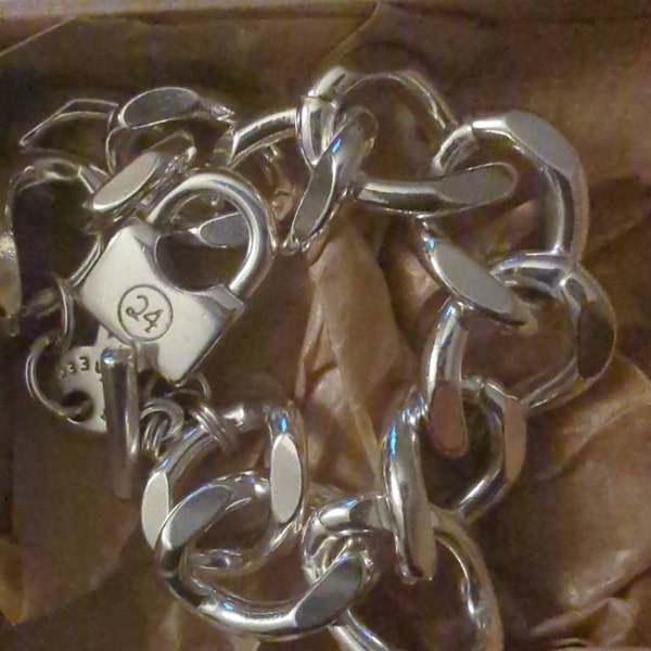 Oversized Thick Chain Womens Padlock Bracelet• Chunky Key-lock Cuban ...