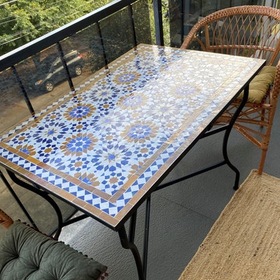 Bistro Table Made of Mosaic for Dining Table , Rectangular Moroccan ...