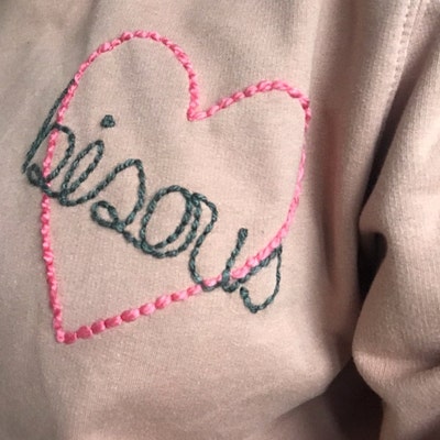 Love Heart Personalised Pink Sweater - Etsy
