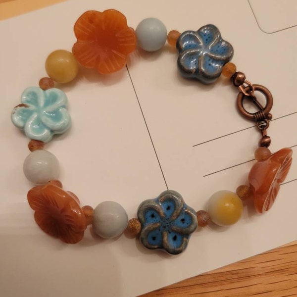 Rosary Bracelet Wrap Around: Cream Ivory Jasper, Light Tan Jade Beads ...