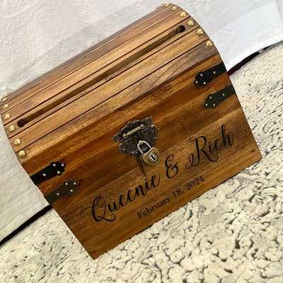 Wooden Card Box, Rustic Card Box With Slot, Bridal Shower Card Holder ...