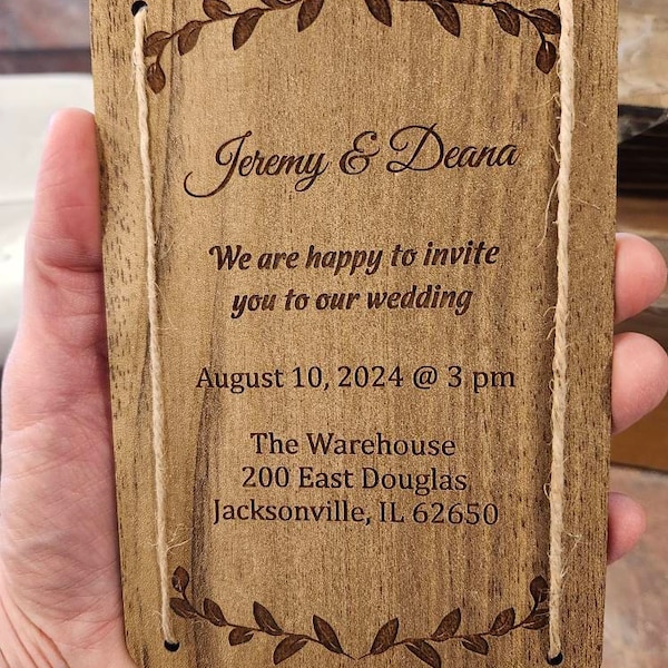 Personalized Wooden Wedding Invitation, Rustic Invitation - Etsy