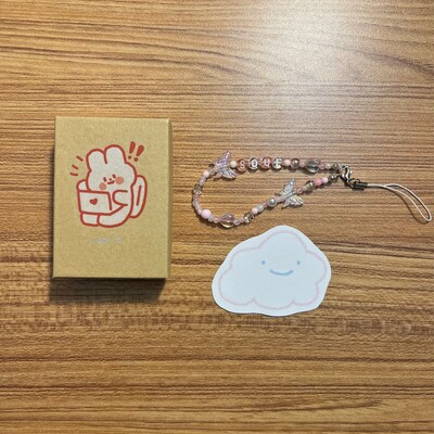 Cute Clear and Pink Phone Charm Keychain Strap AirPod Backpack Keychain ...