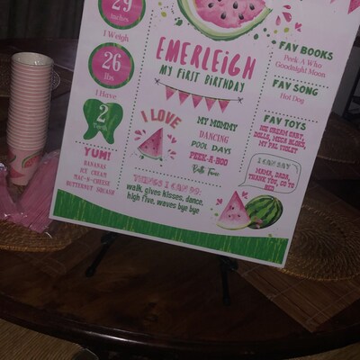 Watermelon Milestone Poster-self Edit W Corjl Watermelon Birthday ...