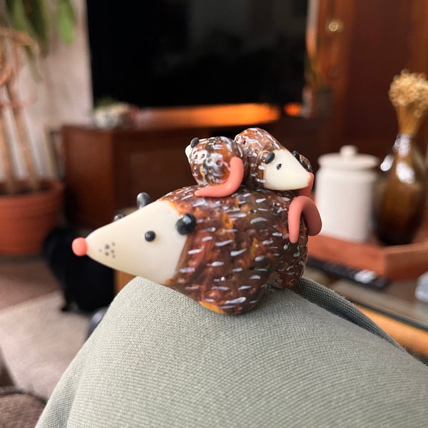 Unique Blue Opossum Flower, Cute Family Animal Ornaments, Miniature Mom ...