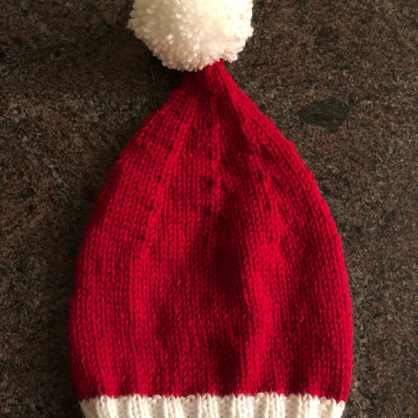 Christmas Baby Hat Knit Pattern Easy Newborn Santa Hat Knit Pattern ...