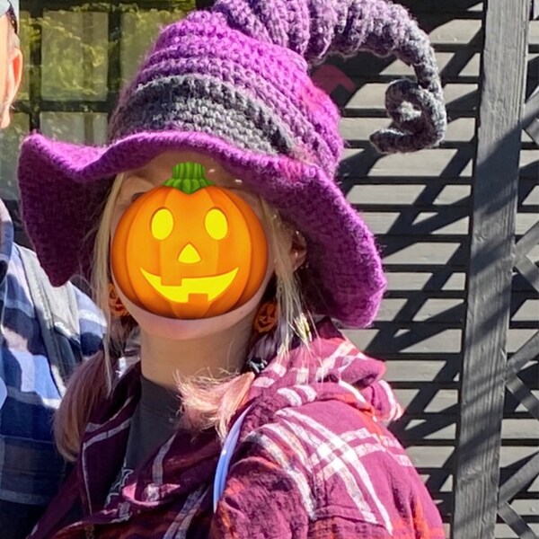 Crochet Black/violet Ombre Twisted Witch Hat - Witch Costume Hat ...