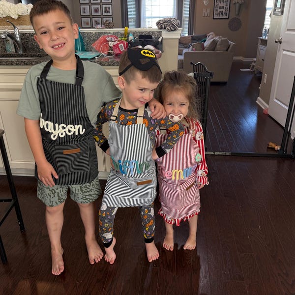 Custom Kids Apron | Personalized Baking Smock | 3D Yarn Letters ...