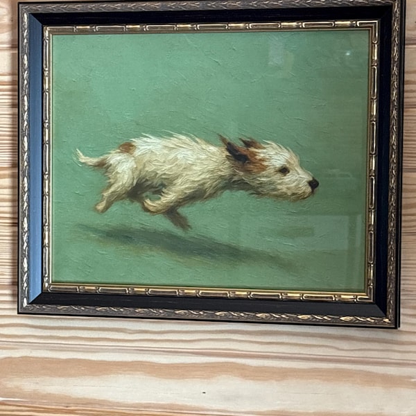 Dog With Zoomies Oil Painting Print: Rustic Pet Art - Etsy