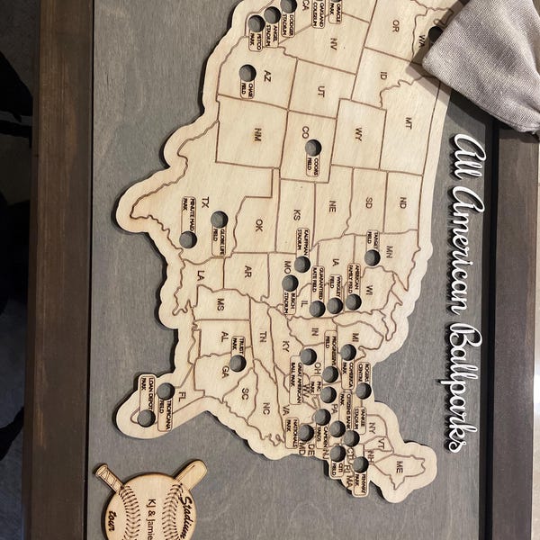 Custom Baseball Stadium Travel Map Tracker, Personal Ballpark Stadium ...