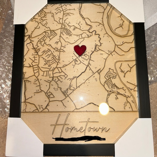 City Map,laser Cut Map, Wood Map, Our Home,where the Heart Is, Custom ...