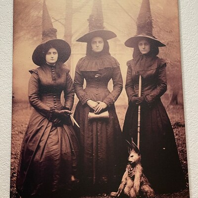 Spooky Witches Art Print, Antique Style Sepia Tone Tintype Photograph ...