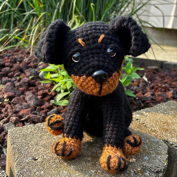 Crochet Pattern Dog/ Amigurumi Rottweiler Puppy Tutorial/ Stuffed Dog ...