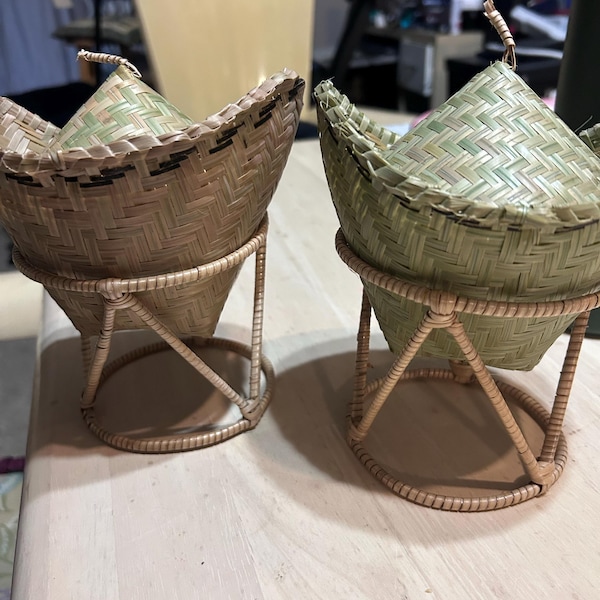 Lao/thai Mini Bamboo Rice Baskets. Perfect for Serving Single Servings ...