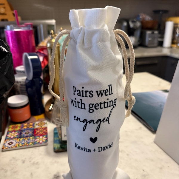 Pairs Well With Getting Engaged Wine Bag, Engagement Gift Card, New ...