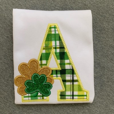 Shamrock Clover Alphabet Letter Set A-Z Number 0-9 Applique Machine ...