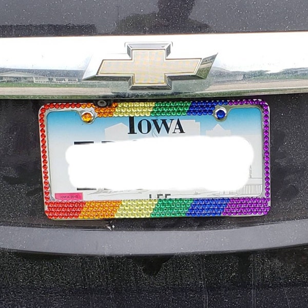 Rhinestone LEOPARD Design ~ Crystal License Plate Frame Bling Handmade ...