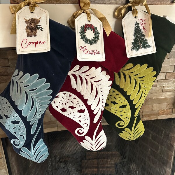 6 Inch Embroidered Stocking Gift Tag - Etsy