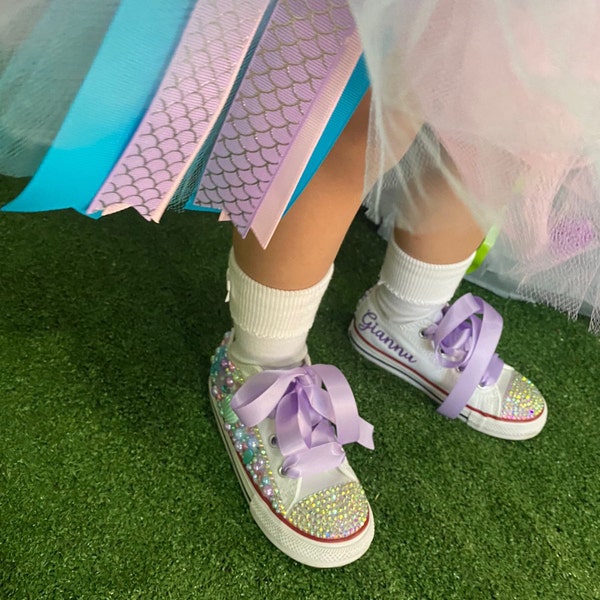 Pastel Mermaid Custom Converse, Personalized Mermaid Shoes for Girls ...