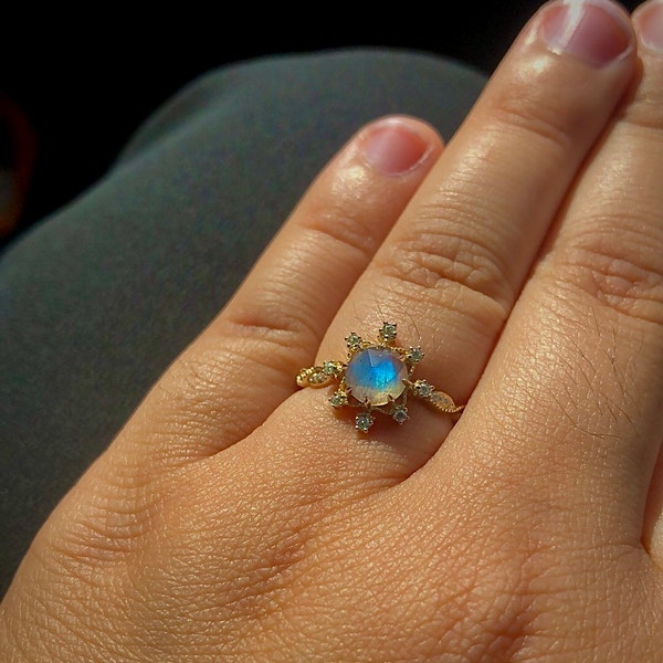 Labradorite Engagement Ring Sun Sunlight Ring Power Uniquid Ring Yellow ...