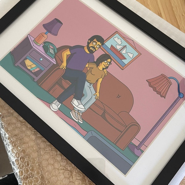Custom Simpsons Family Couple Portrait From Photo, Yellow Cartoon ...