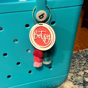 Varsity Letter Keychain With Mini Ombre Tassel Initial Zipper Pull ...