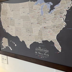 Personalized Executive US Travel Map With Pins and Frame push - Etsy