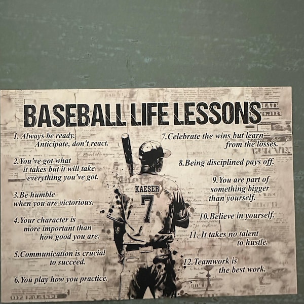 Personalized Baseball Life Lessons Canvas Print: Softball Gift - Etsy
