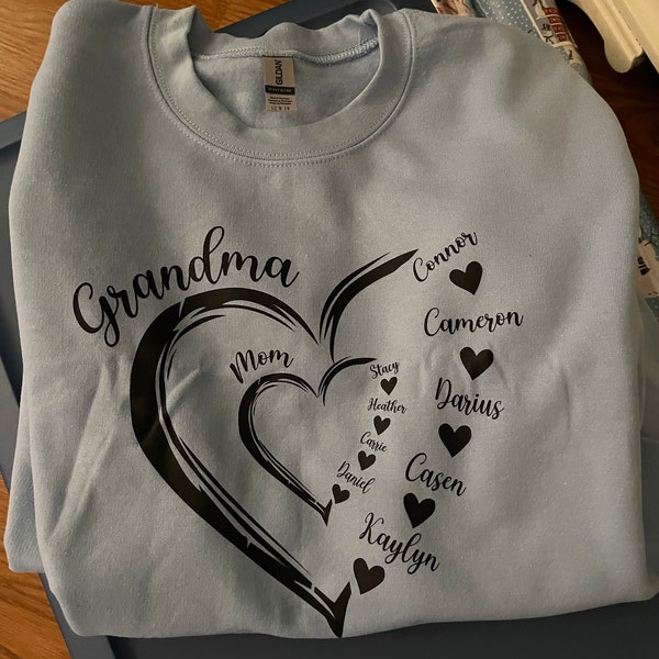 Custom Grandma Heart Sweatshirt, Grandma Shirt, Grandma Heart With ...