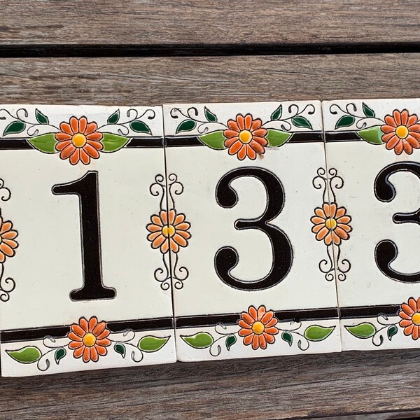 Handmade Ceramic House Number Tiles MARIGOLD - Large Size - Etsy