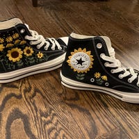 Embroidered Converse/flower Converse/custom Converse/ Embroidery LOW ...