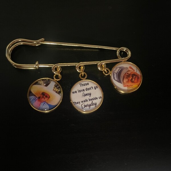Memorial Photo Lapel Pin in Gold Custom Memorial Photo Boutonniere ...