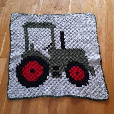 CROCHET BABY BLANKET Pattern: Tractor Baby Blanket, C2C Tractor Pattern ...