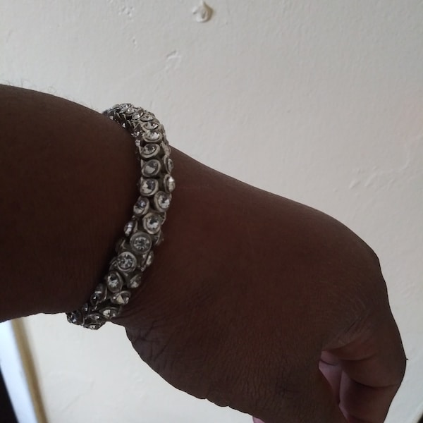 Swarovski Crystal Stretch Bracelet: Handmade Silver Bling - Etsy