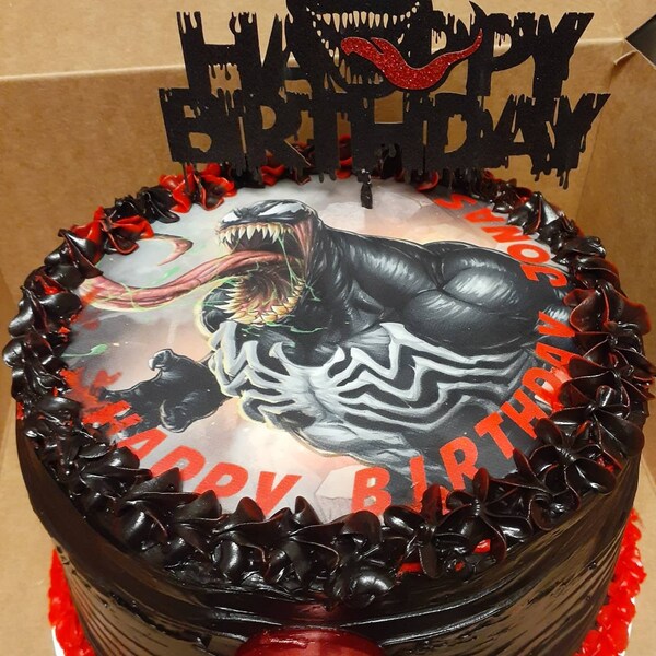Venom Edible Image Birthday Cake Topper 8" Round Personalized - Etsy