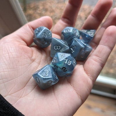 Arcane Eye Sparkling Layered Semi-translucent Dice Set Glitter Blue and ...