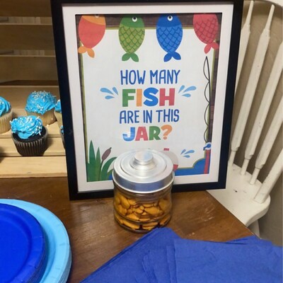 Guess How Many Fish Sign, Fishing Party Signs, Fishing Party Decor ...