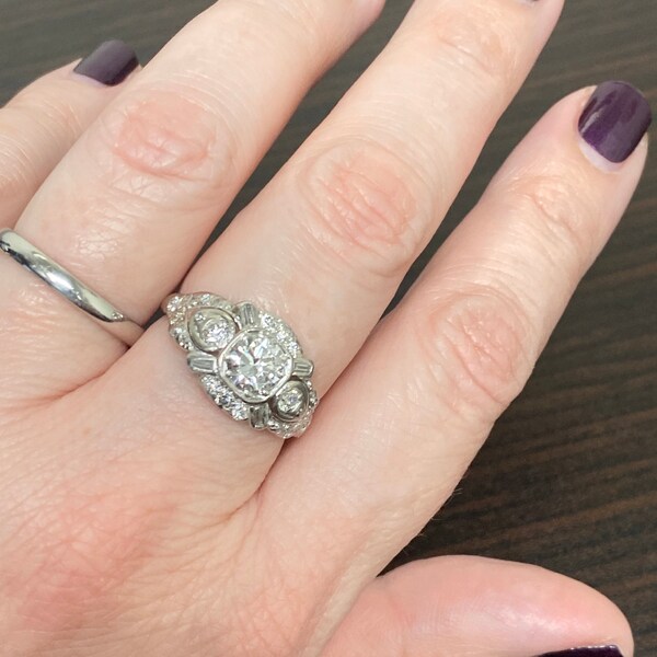 1920's Three Tone 1/4ct Old European Cut Diamond Enagement Ring With ...