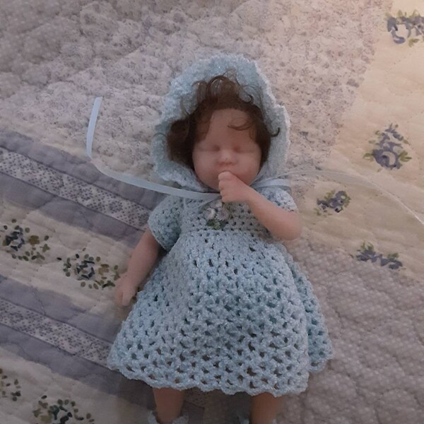 Crochet Set Clothes Made to Fit a 7"- 8" Ooak Mini Baby Clay Silicon ...