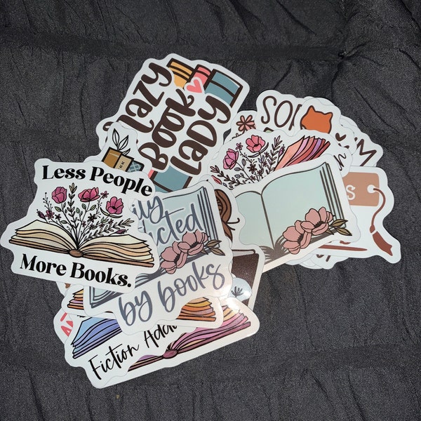 30 PCS Book and Cat Mix Vinyl Sticker Pack | Love Reading | Vinyl ...