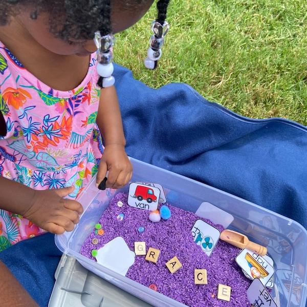 Personalized Community Helpers Sensory Bin, Construction Trucks, Police ...