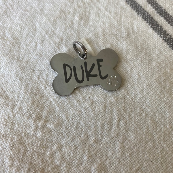 Personalized Dog Bone ID Tag: Stainless Steel Pet Collar Tag With Paw ...