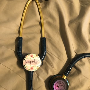 Pink Floral Wreath Stethoscope ID Tag - Cardiology Stethoscope ID Tag ...