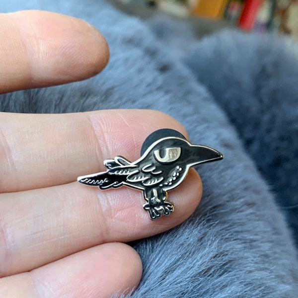 Side Eye Crow Grumpy Raven Enamel Pin - Etsy