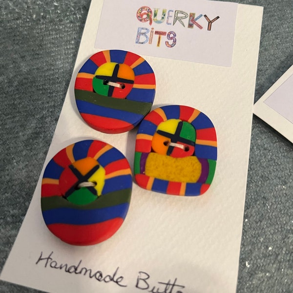 Buttons. Square Buttons With Unique, Bright Designs. Raised Designs ...