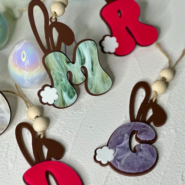 Bunny Ears Letters Easter Basket Tags SVG, A-Z Bunny Alphabet Svg ...