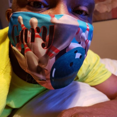 Bowling Face Mask Custom With Your Name 2 Layer Pocket Mask - Etsy